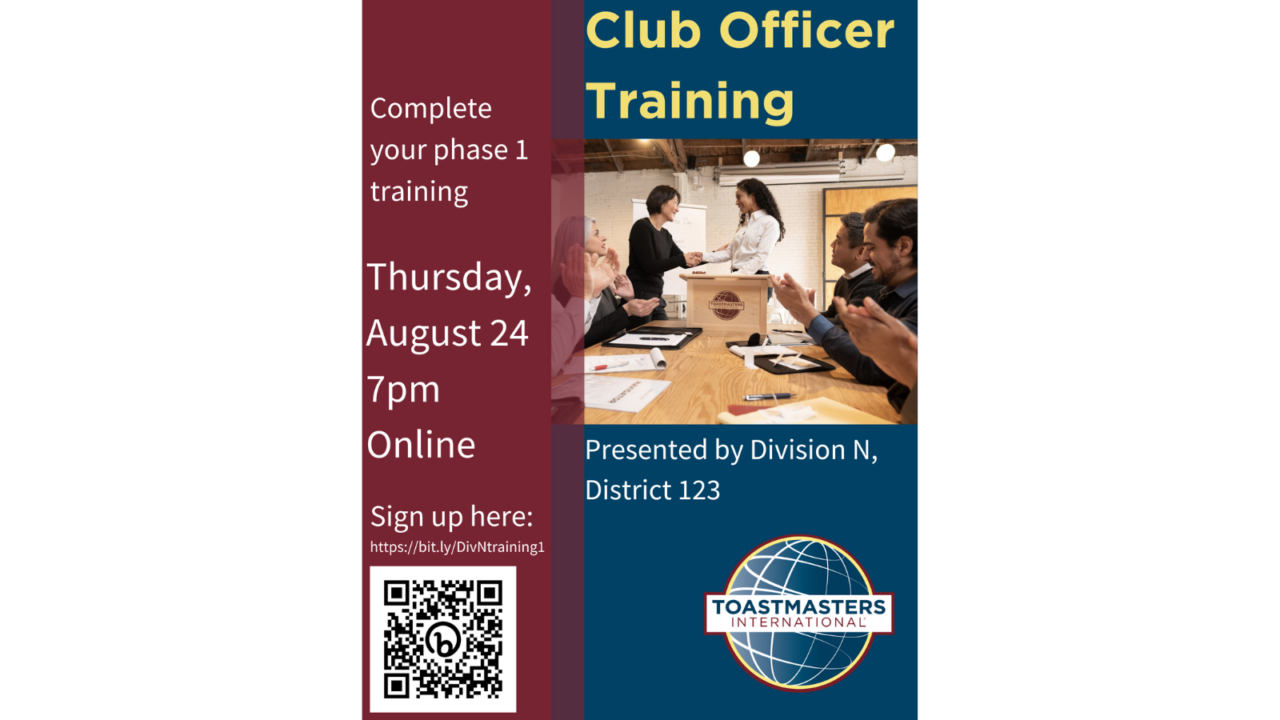 Division N Club Officer Training - Toastmasters District 123