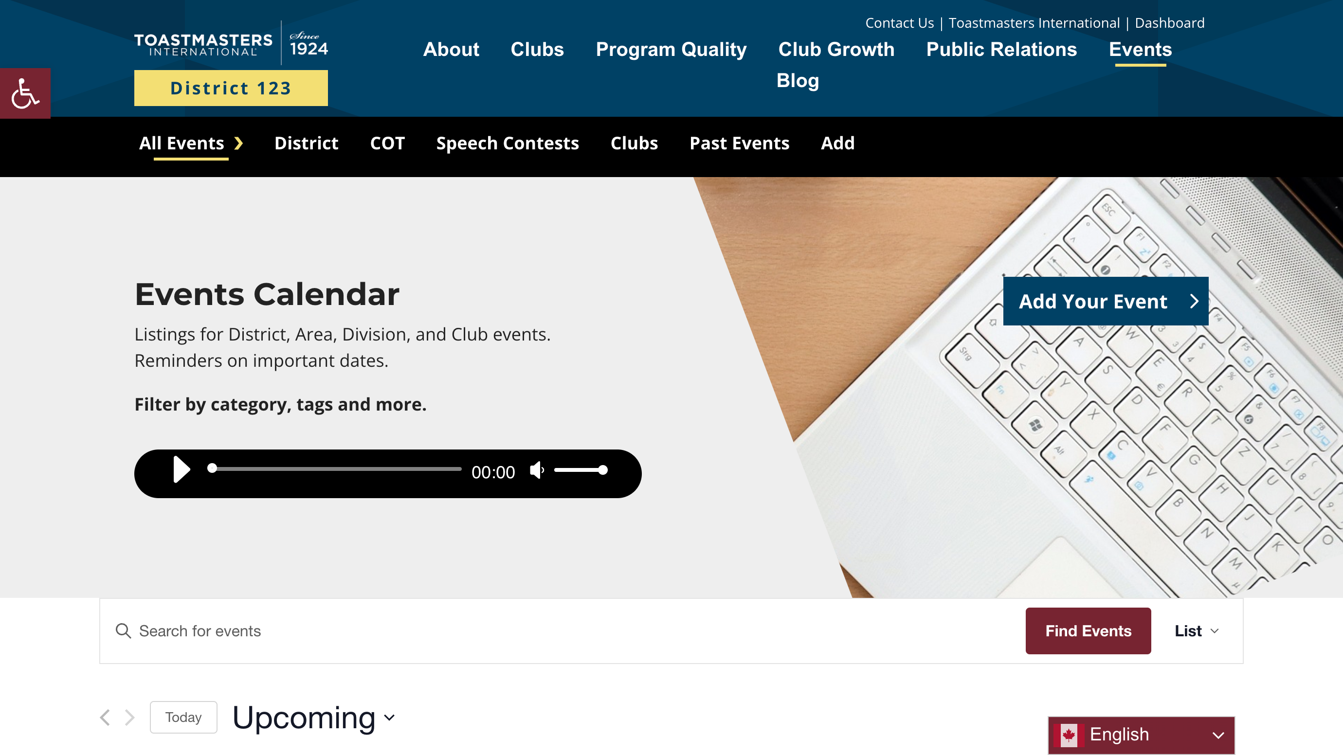 Promote your Event on the Website - Toastmasters District 123